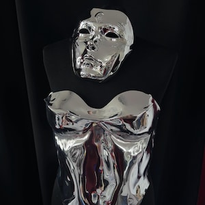 Gold Full Face Mask, Cyberpunk Cosplay Armor, Gothic Half Face Golden ...