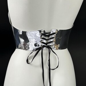 Silver Mirror Armor Corset Bustier, Goddess Plastic Corset, Festival ...