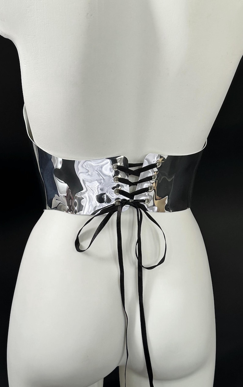 Silver Mirror Armor Corset Bustier, Goddess Plastic Corset, Festival ...