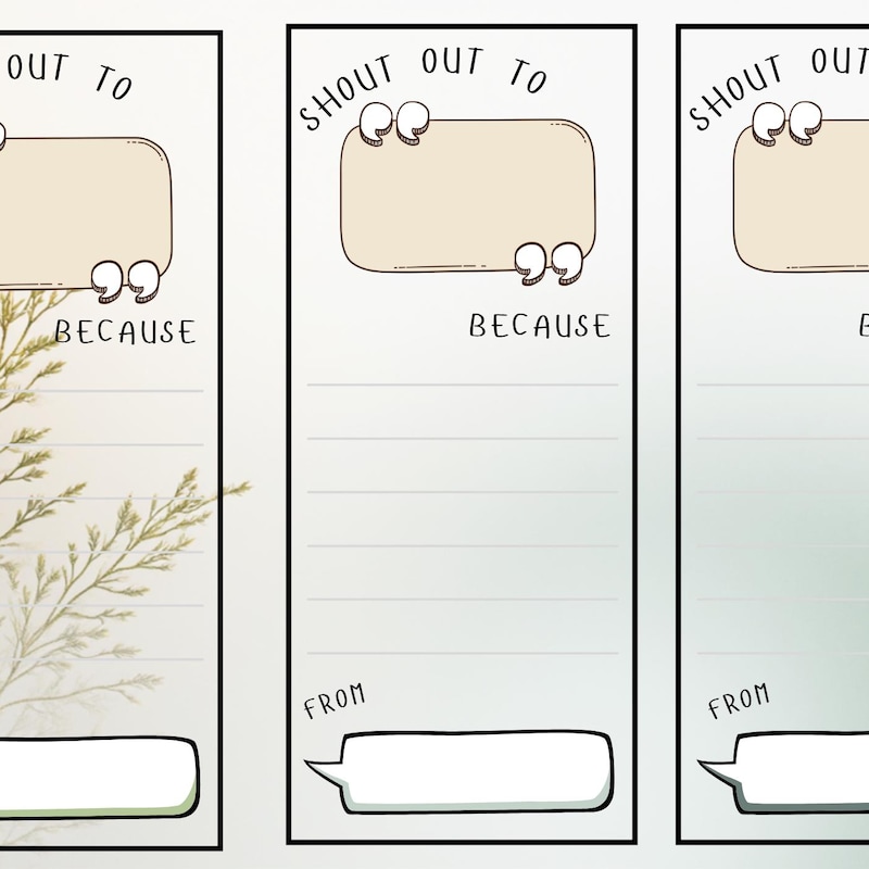 Printable Shout Out Cards - Etsy