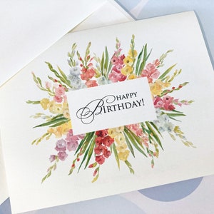 Birthday Card, Watercolor Card, Floral Card - Etsy