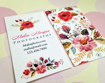 Personalized Floral Business Cards Calling Cards Set of 48 | Etsy