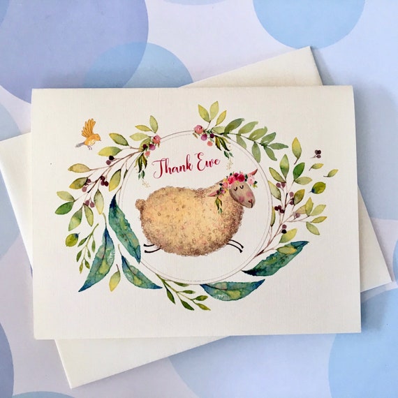 Thank You Card Greeting Card Thank Ewe Card Set Handmade | Etsy