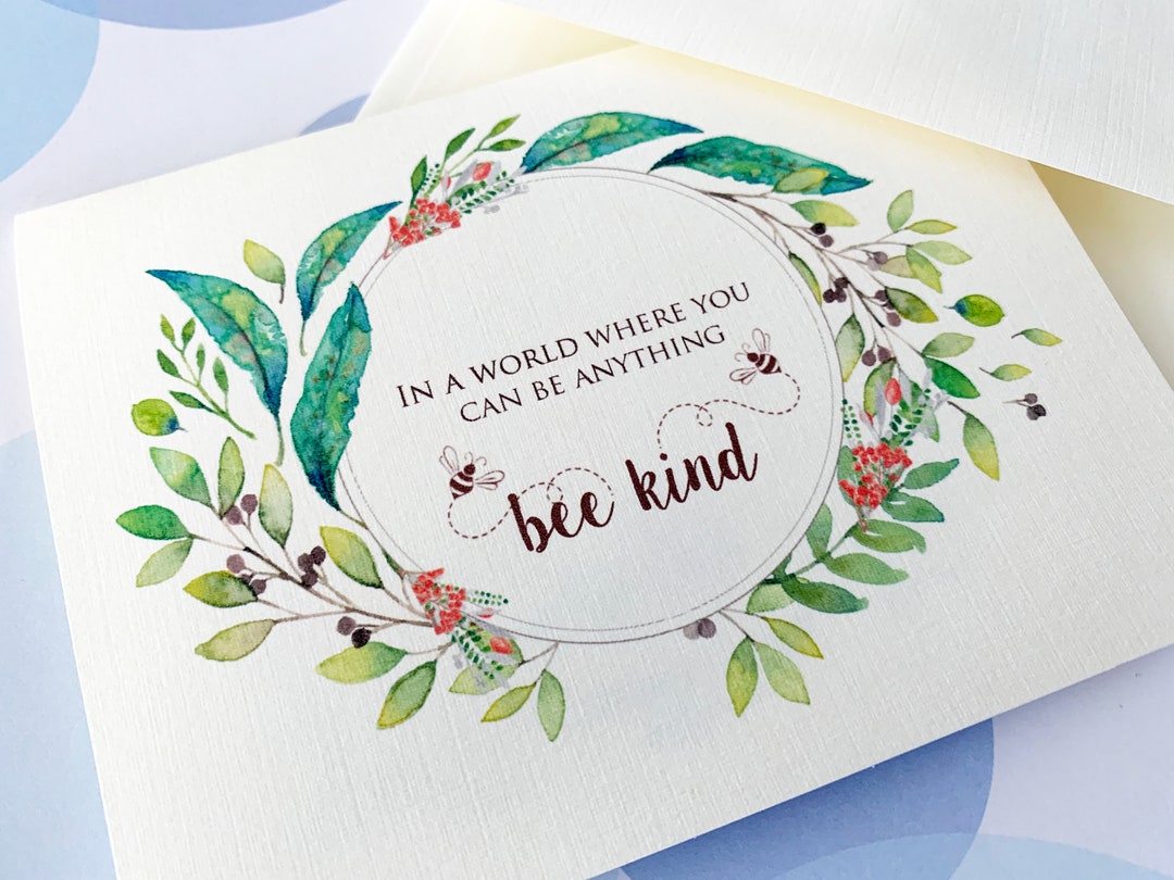 Be Kind Card, Greeting Card, Greeting Card Set, Bee Card, in a World ...