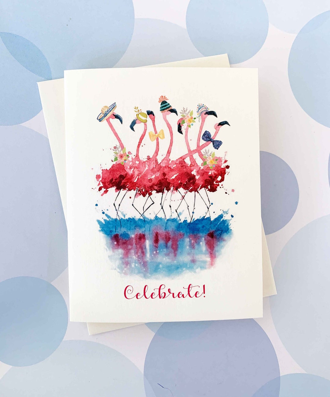Flamingo Card, Birthday Card, Celebrate, Congratulations Card, Happy ...