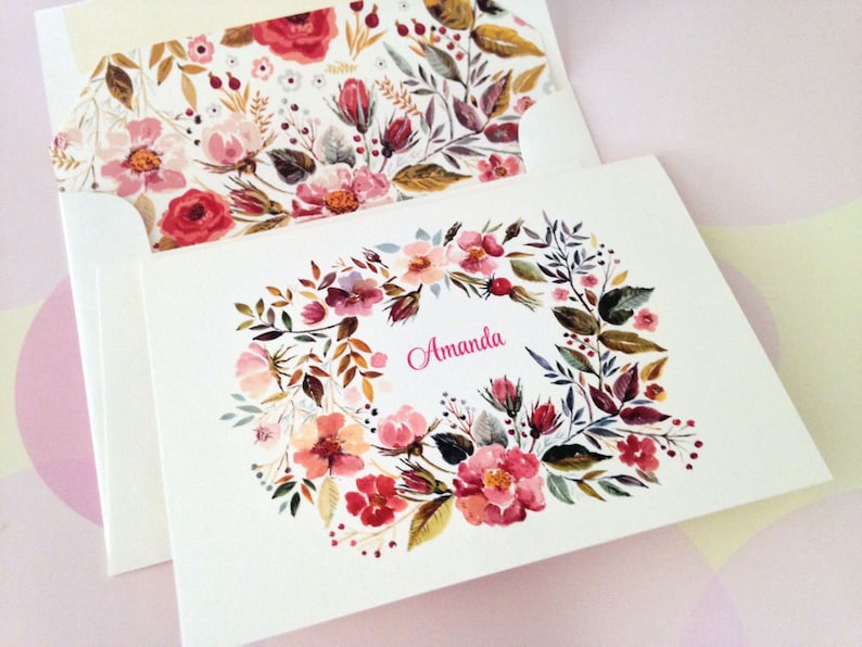 Personalized Stationery Set Custom Note Cards Folded Note | Etsy