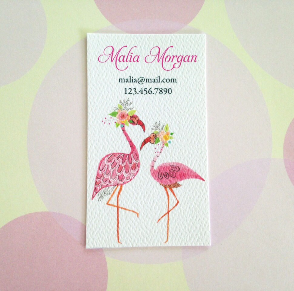 Personalized Flamingo Business Cards, Custom Business Cards, Set of 50 ...