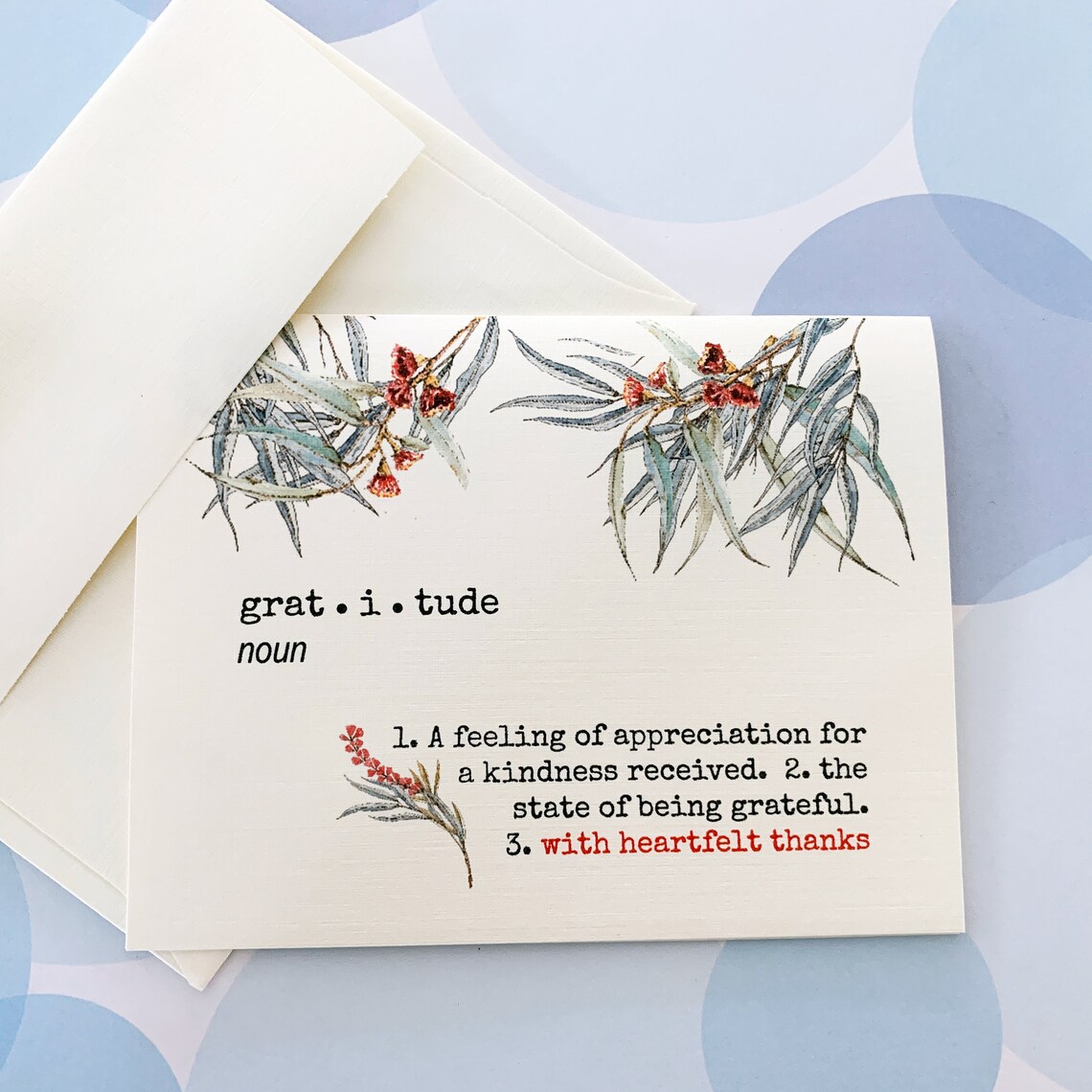 Thank you card Gratitude Card Thanksgiving Card Eucalyptus | Etsy