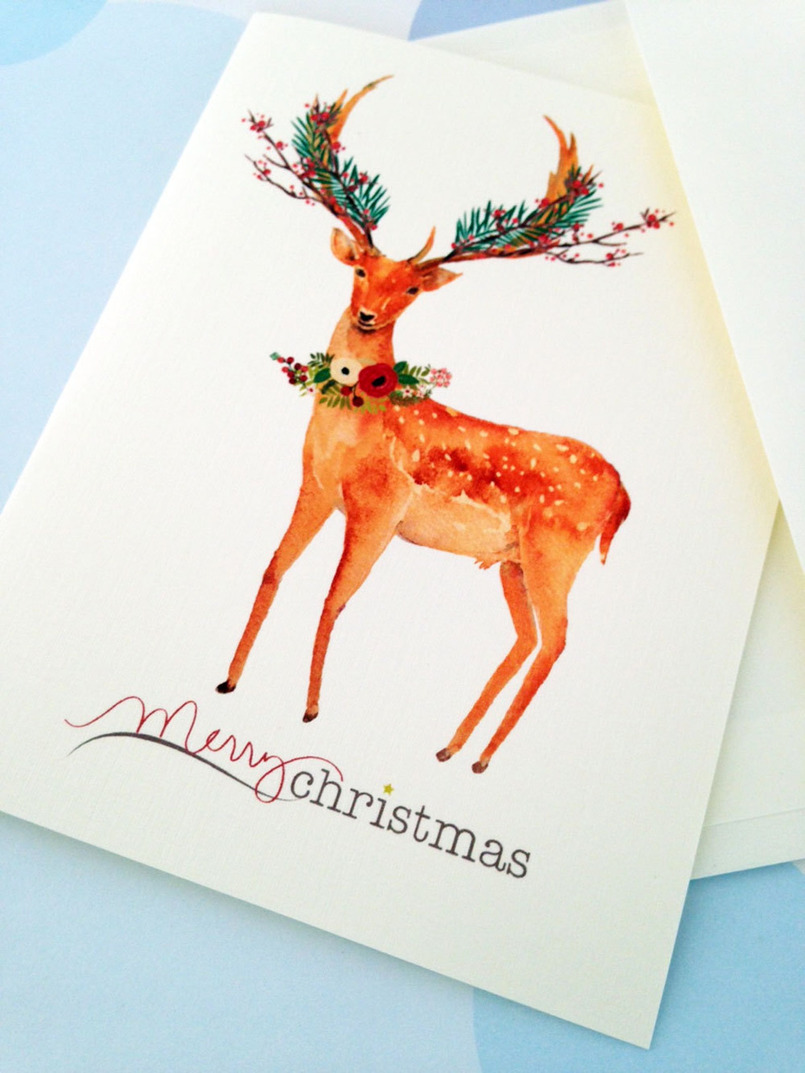 Christmas Cards Holiday Cards Reindeer Cards | Etsy