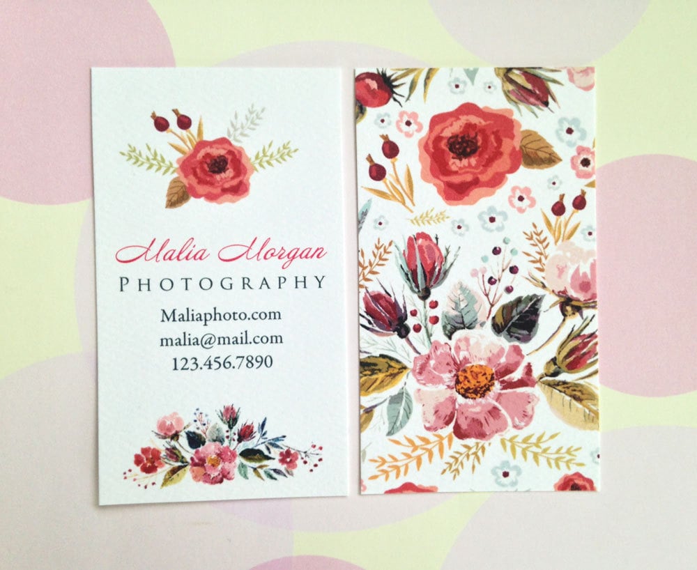 Personalized Floral Business Cards Calling Cards Set of 50 | Etsy