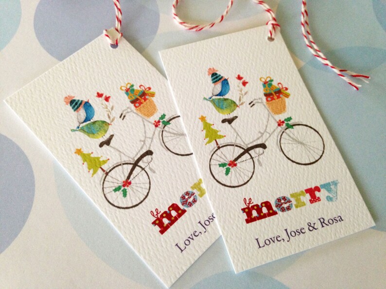 Christmas Gift Tags Personalized, Custom Holiday Tags, Bicycle Tags ...