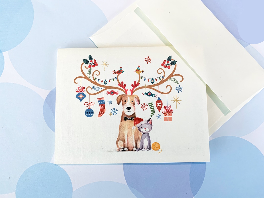 Christmas Card, Holiday Cards, Animal Christmas Card - Etsy