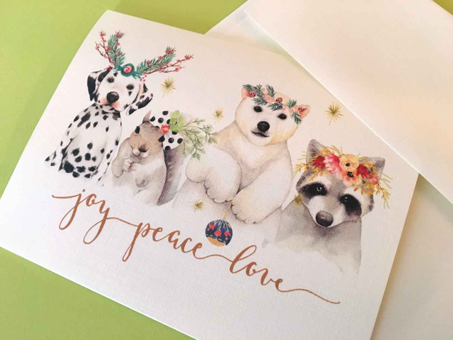 Christmas Card Holiday Cards Animal Card - Etsy
