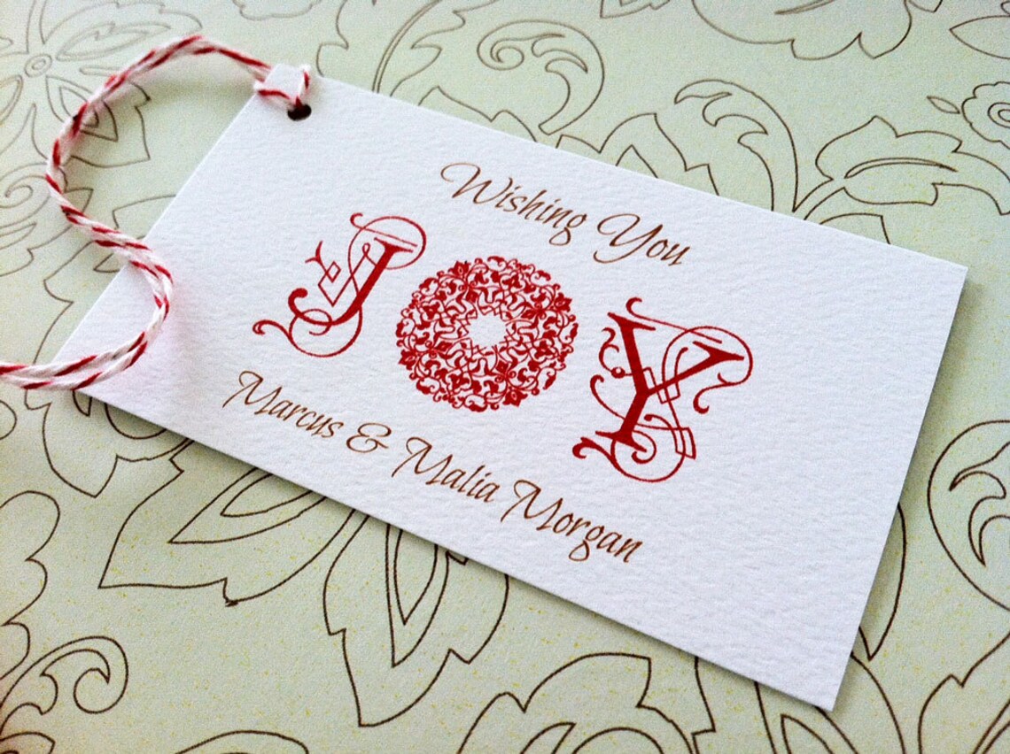 Personalized Gift Tags Custom Holiday Tags Wedding Tags Joy | Etsy