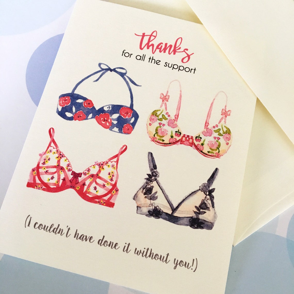 Thank You Card Bra Card Friendship Card Breast Cancer - Etsy