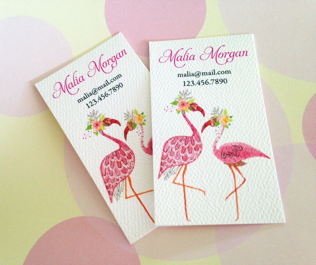 Personalized Flamingo Business Cards, Custom Business Cards, Set of 50 ...