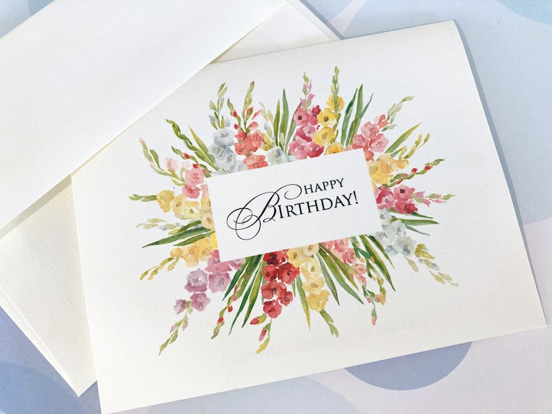 Birthday Card, Watercolor Card, Floral Card - Etsy