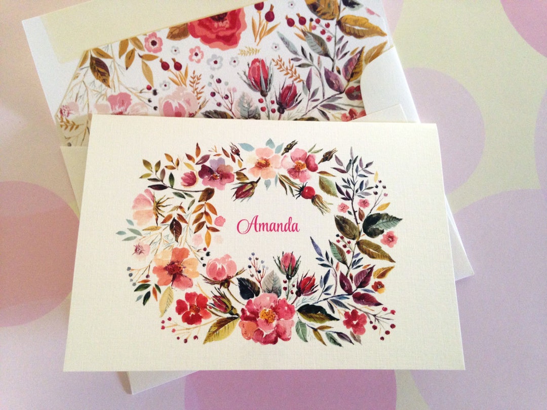 Personalized Stationery Set, Custom Note Cards, Folded Note Cards, Set ...