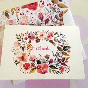 Personalized Stationery Set, Custom Note Cards, Folded Note Cards, Set ...