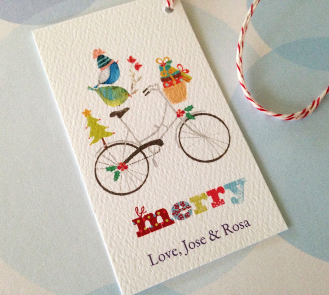 Christmas Gift Tags Personalized, Custom Holiday Tags, Bicycle Tags ...
