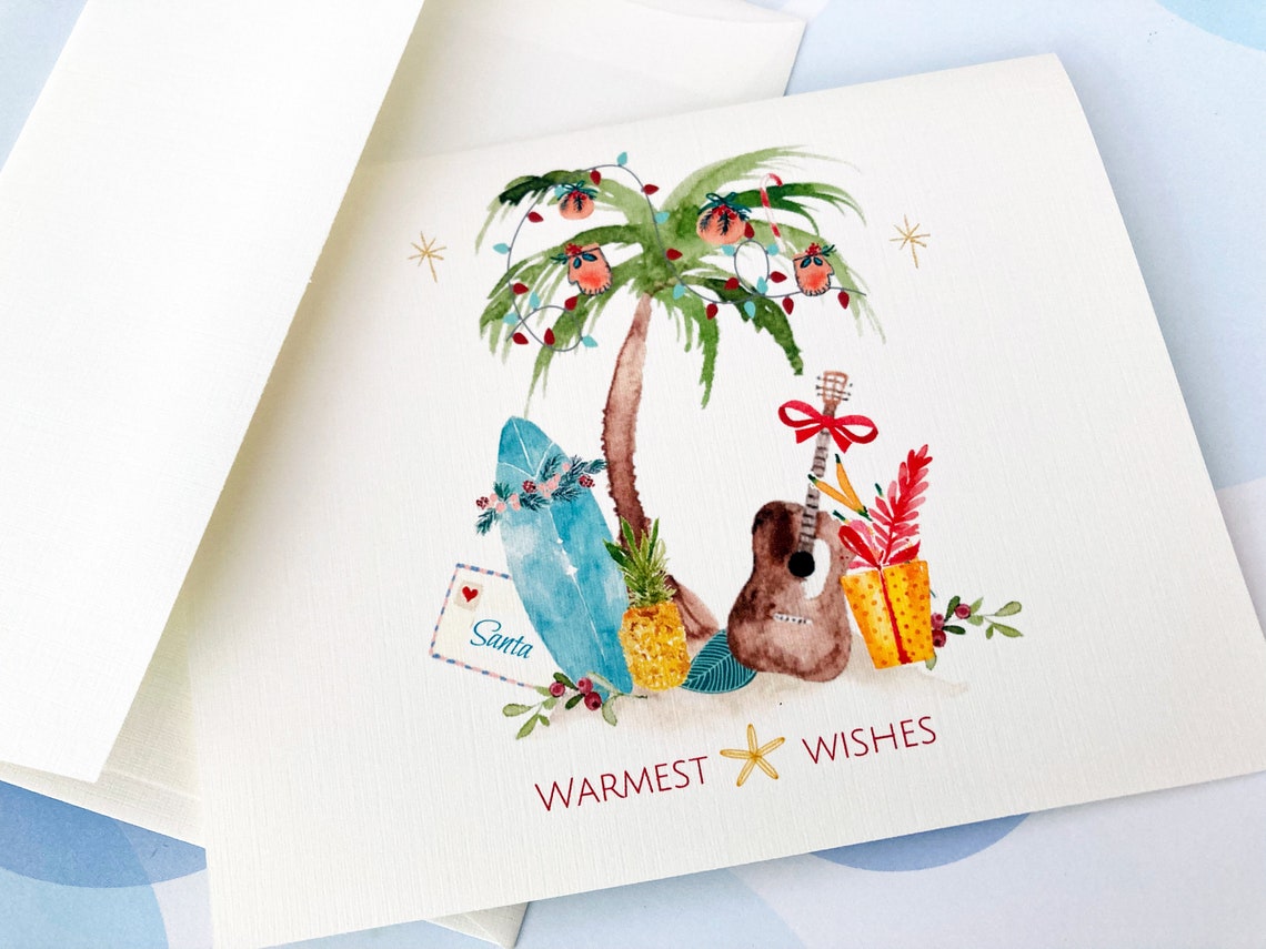Personalized Christmas Card Holiday Cards Tropical | Etsy
