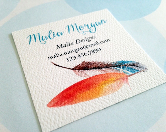 Feather Business Cards, Custom Business Cards - Set of 48 - Etsy