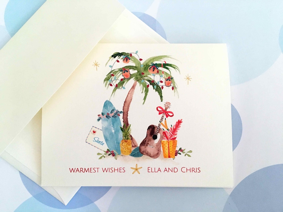 Personalized Christmas Card, Holiday Cards, Tropical Christmas, Hawaii ...