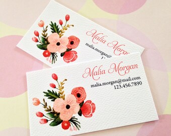 Personalized Floral Business Cards Calling Cards Set of 50 - Etsy
