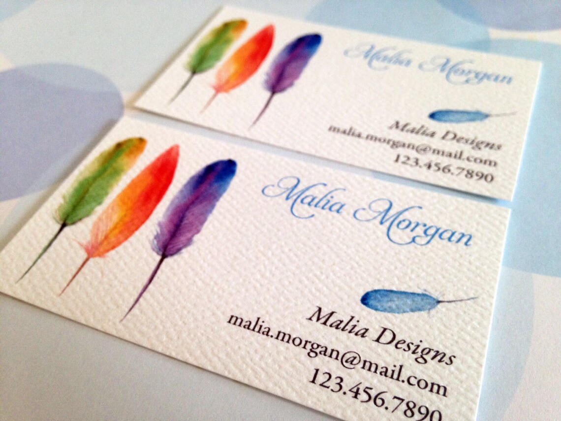 Feather Business Cards Custom Business Cards Set of 50 | Etsy