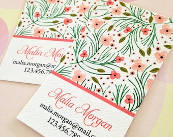 Personalized Floral Business Cards Calling Cards Set of 50 | Etsy