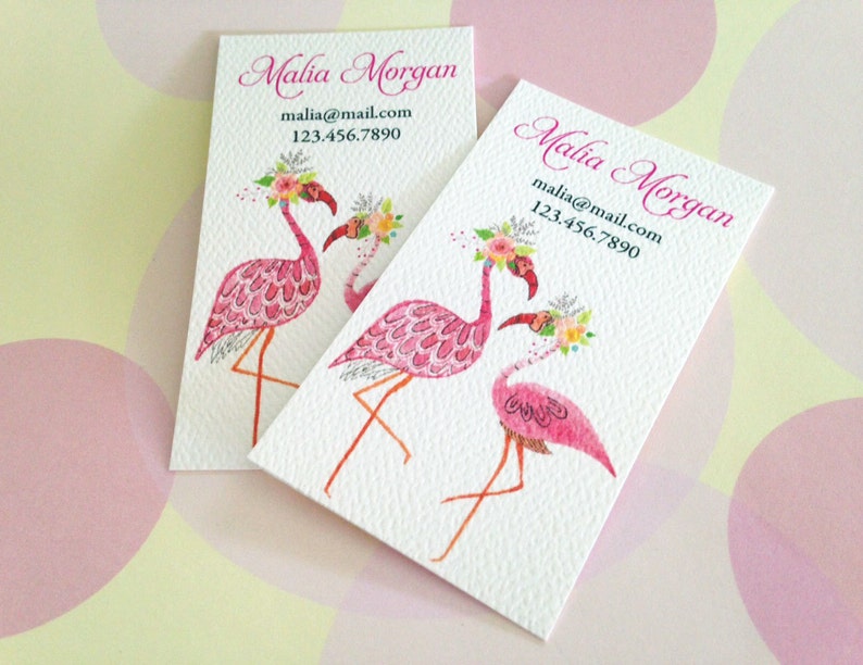 Personalized Flamingo Business Cards, Custom Business Cards, Set of 50 ...