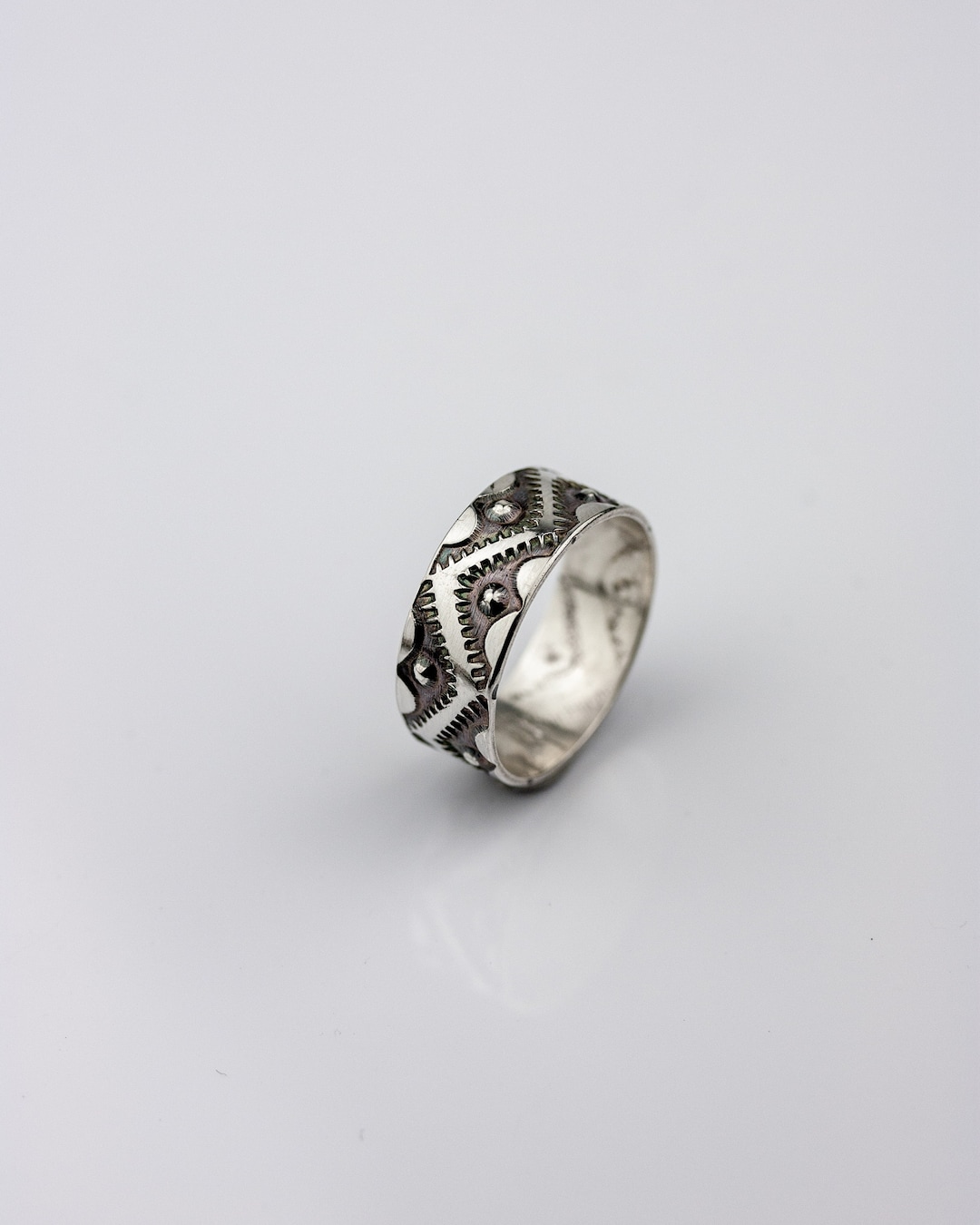 Southwestern Style Sterling Silver Wide Band Ring: 'riverbed' Design - Etsy