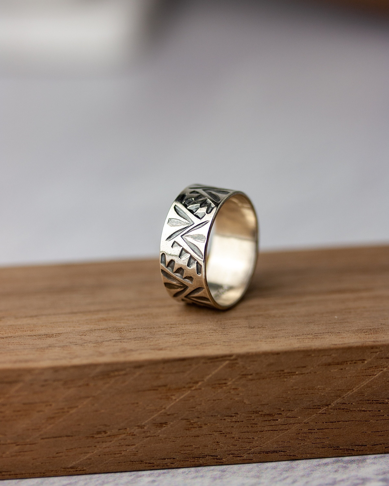 Textured Sterling Silver Band Ring: Southwest Mountain Design ...