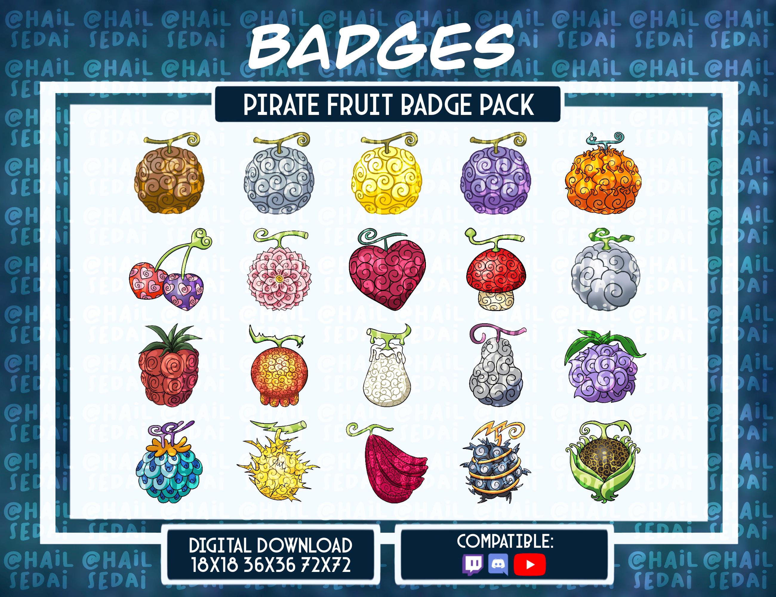 Anime Pirate Fruit Badge Pack - Set of 20 Twitch/discord/youtube - Etsy