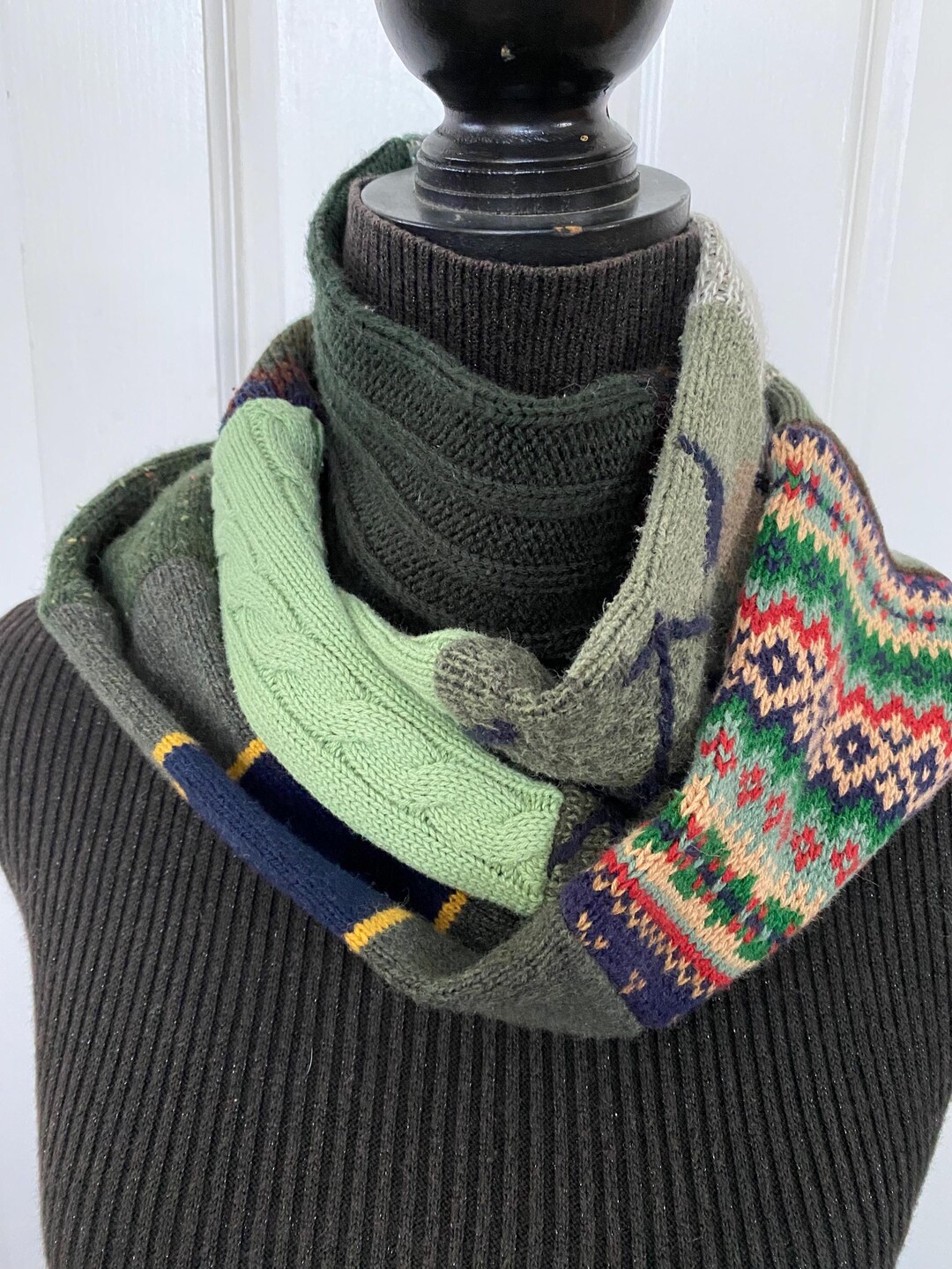 Sweater Scarf - Long Patchwork Scarf Made From Upcycled Sweaters ...