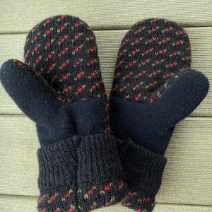 Sweater Mittens Wool Mittens From Recycled Sweaters Gift for Her Navy ...