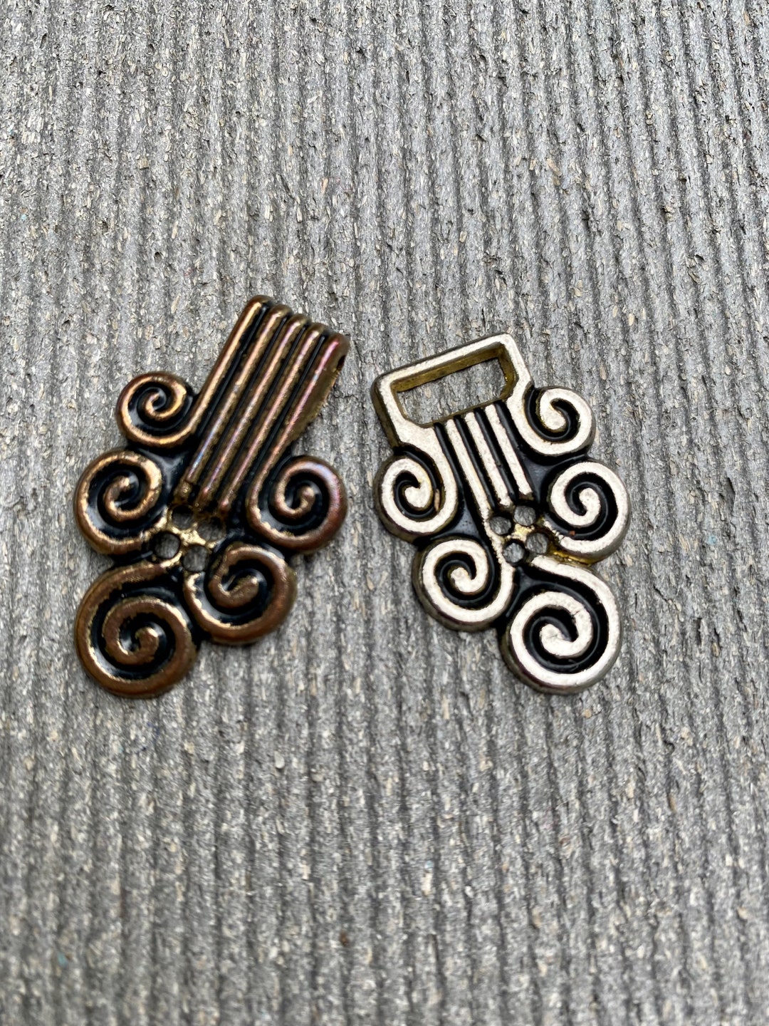 Metal Sweater Clasps, Bronze & Silver Color, Art Deco Style Clasps, ONE ...