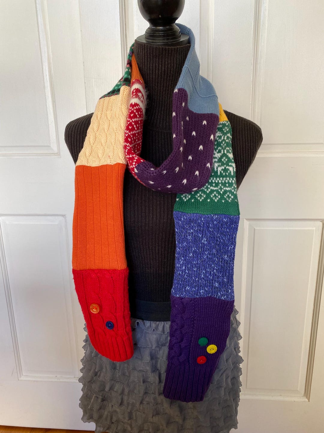 Sweater Scarf Long Patchwork Scarf Made From Upcycled Sweaters Upcycled ...