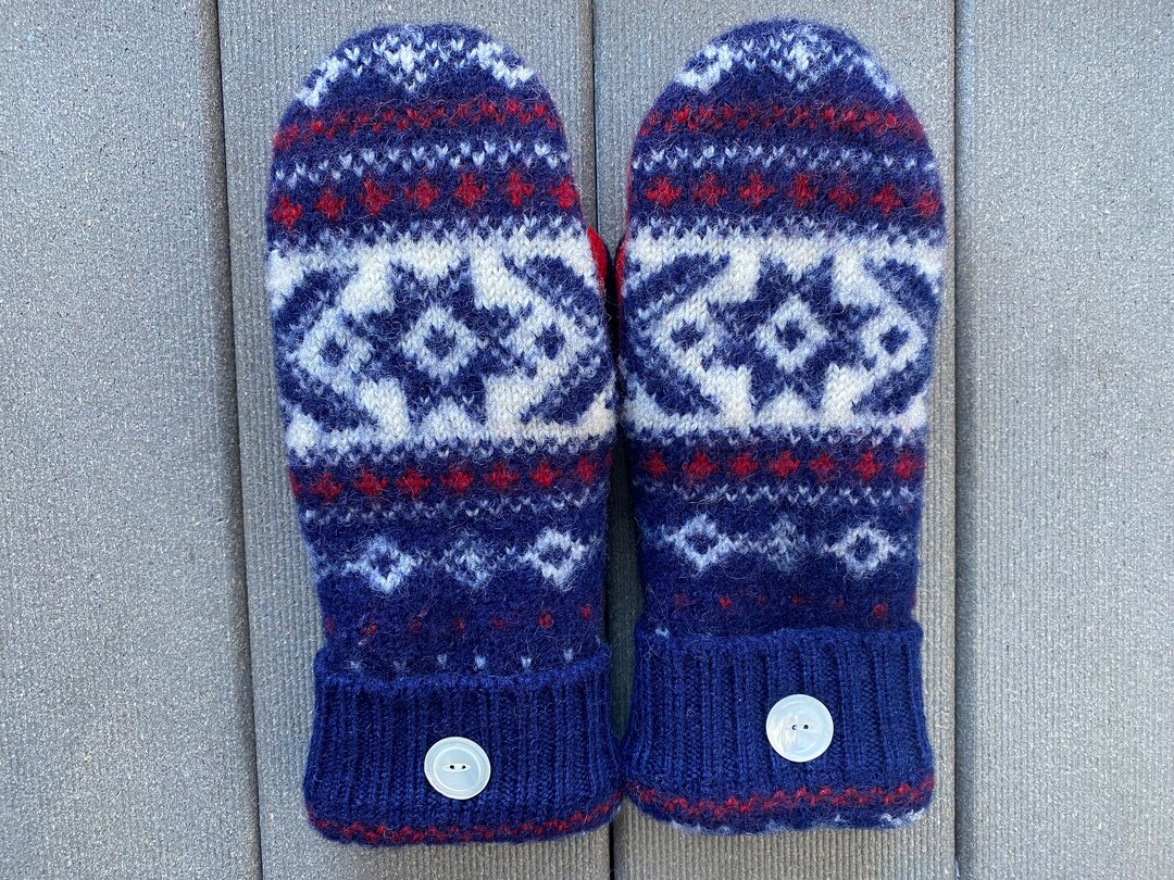 Women's Small Sweater Mittens Wool Mittens From Recycled - Etsy