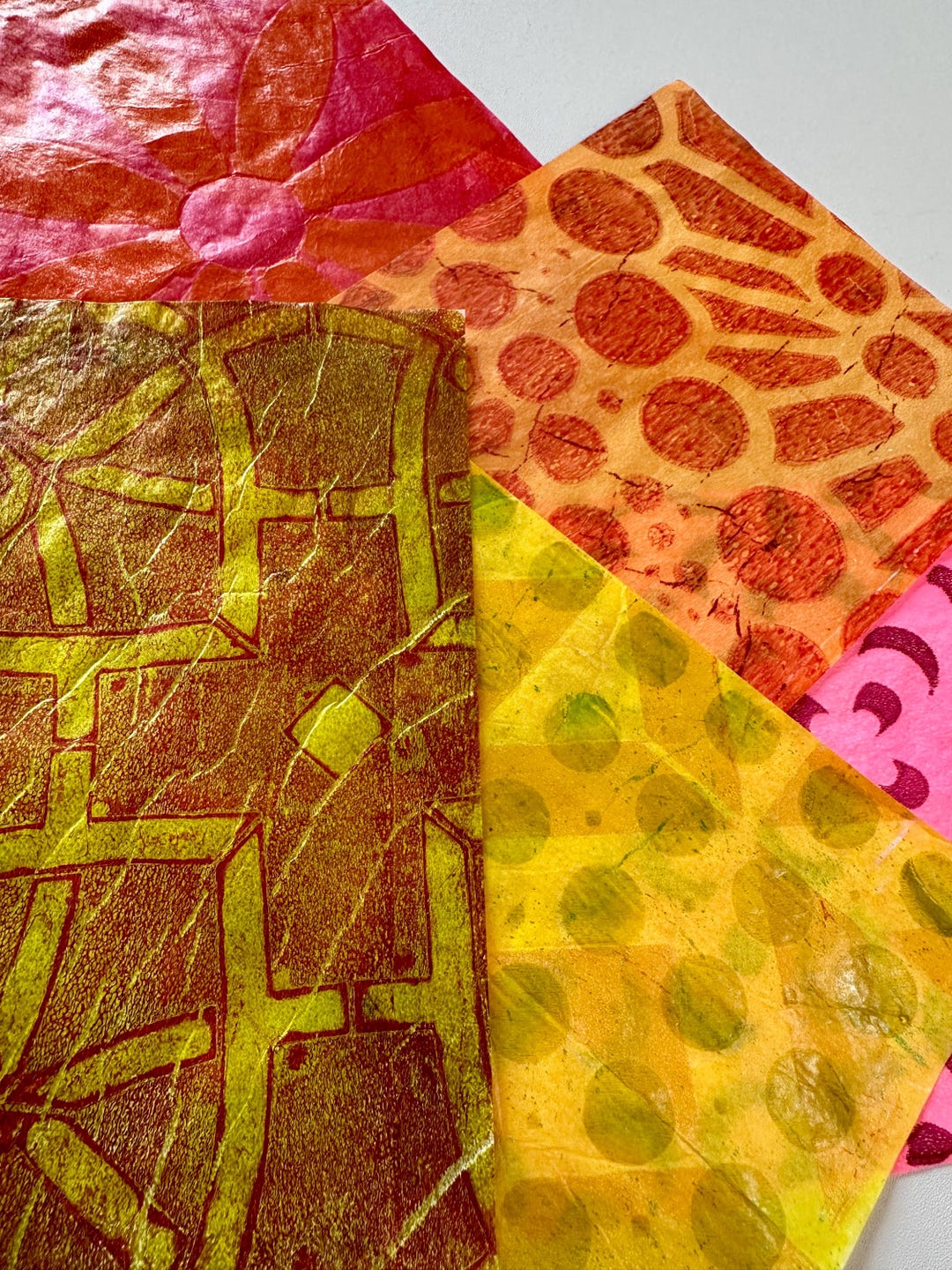 5 Piece Collage Starter Pack Papers, Unique Gel Print Sheets ...