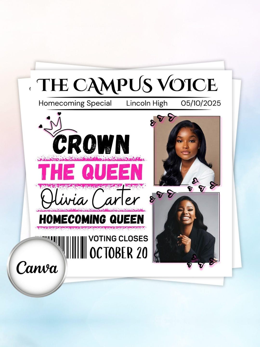 Homecoming Queen Flyer | HOCO Flyer | Homecoming Campaign Flyer | Vote ...