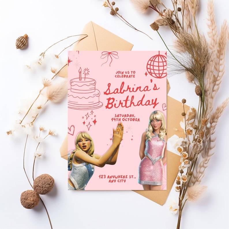 Sabrina Carpenter Birthday Invitation Template, Sabrina Carpenter ...