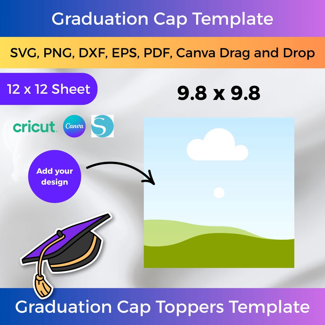 9.8" Graduation Cap Topper Template Canva Graduation Cap Topper ...