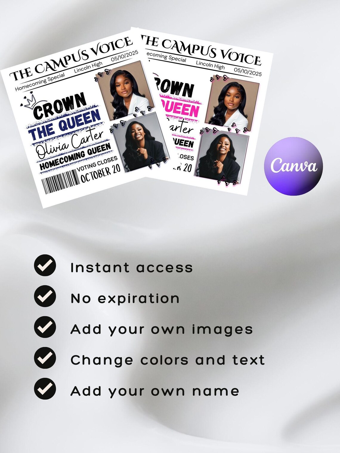 Homecoming Queen Flyer | HOCO Flyer | Homecoming Campaign Flyer | Vote ...