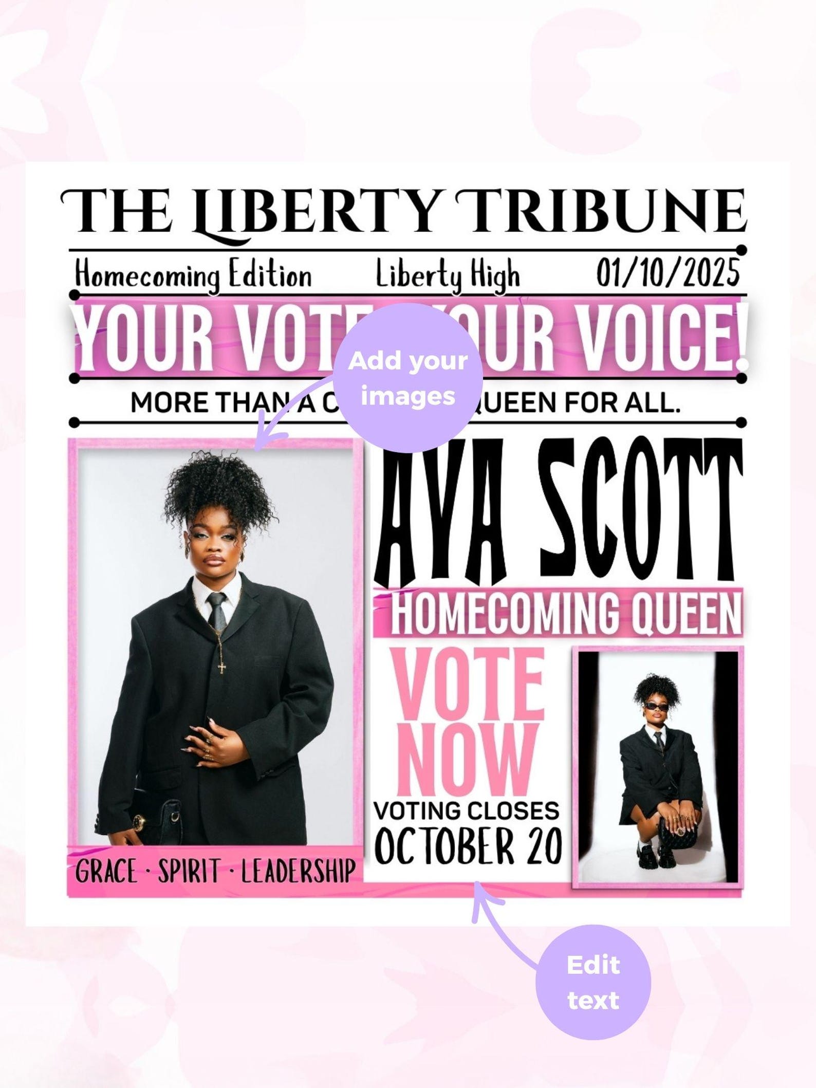 Homecoming Queen Flyer | HOCO Flyer | Homecoming Campaign Flyer | Vote ...