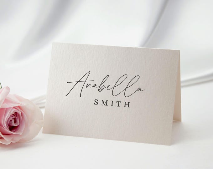 Minimalist Place Card TEMPLATE, Flat and Foldable Table Name Card ...