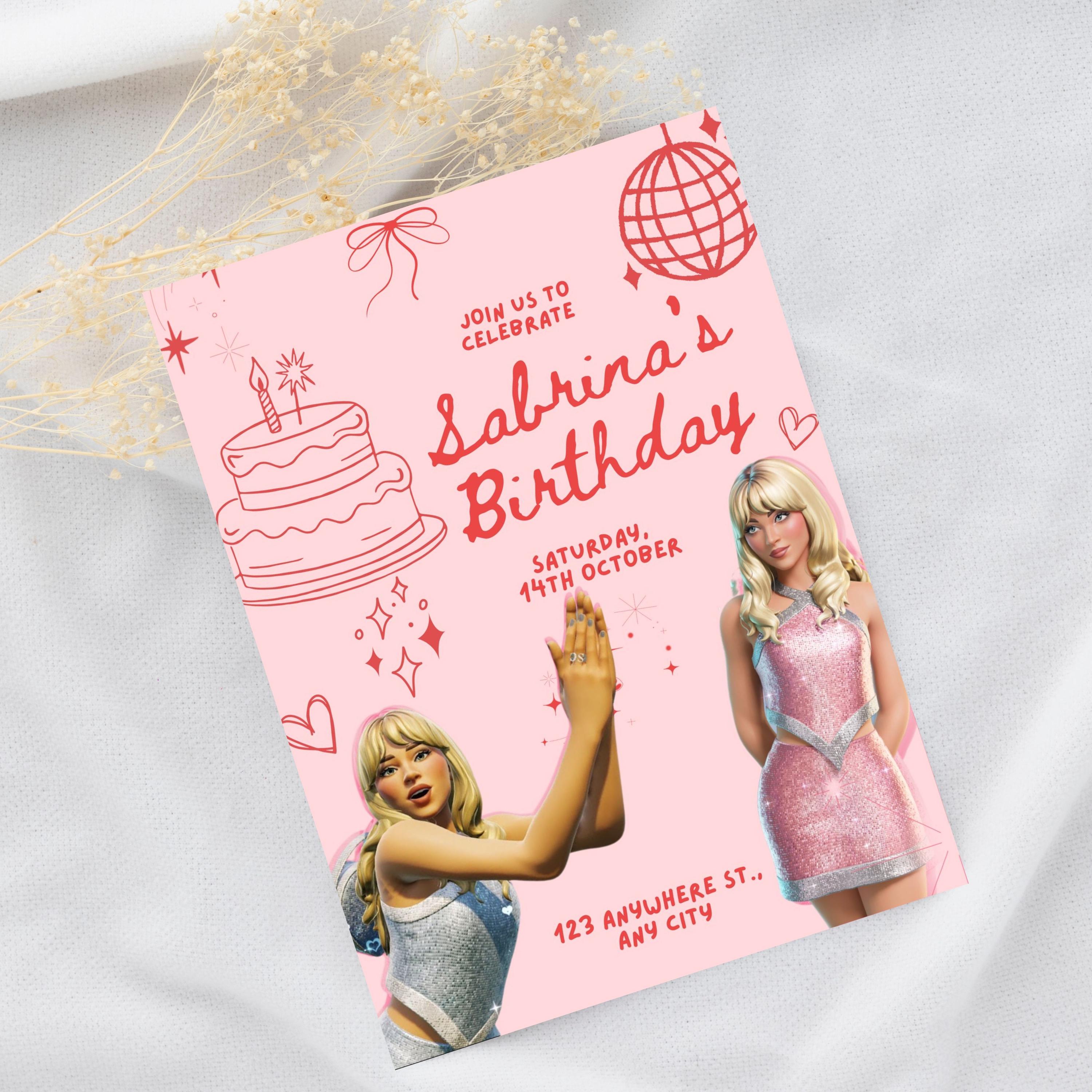 Sabrina Carpenter Birthday Invitation Template, Sabrina Carpenter ...