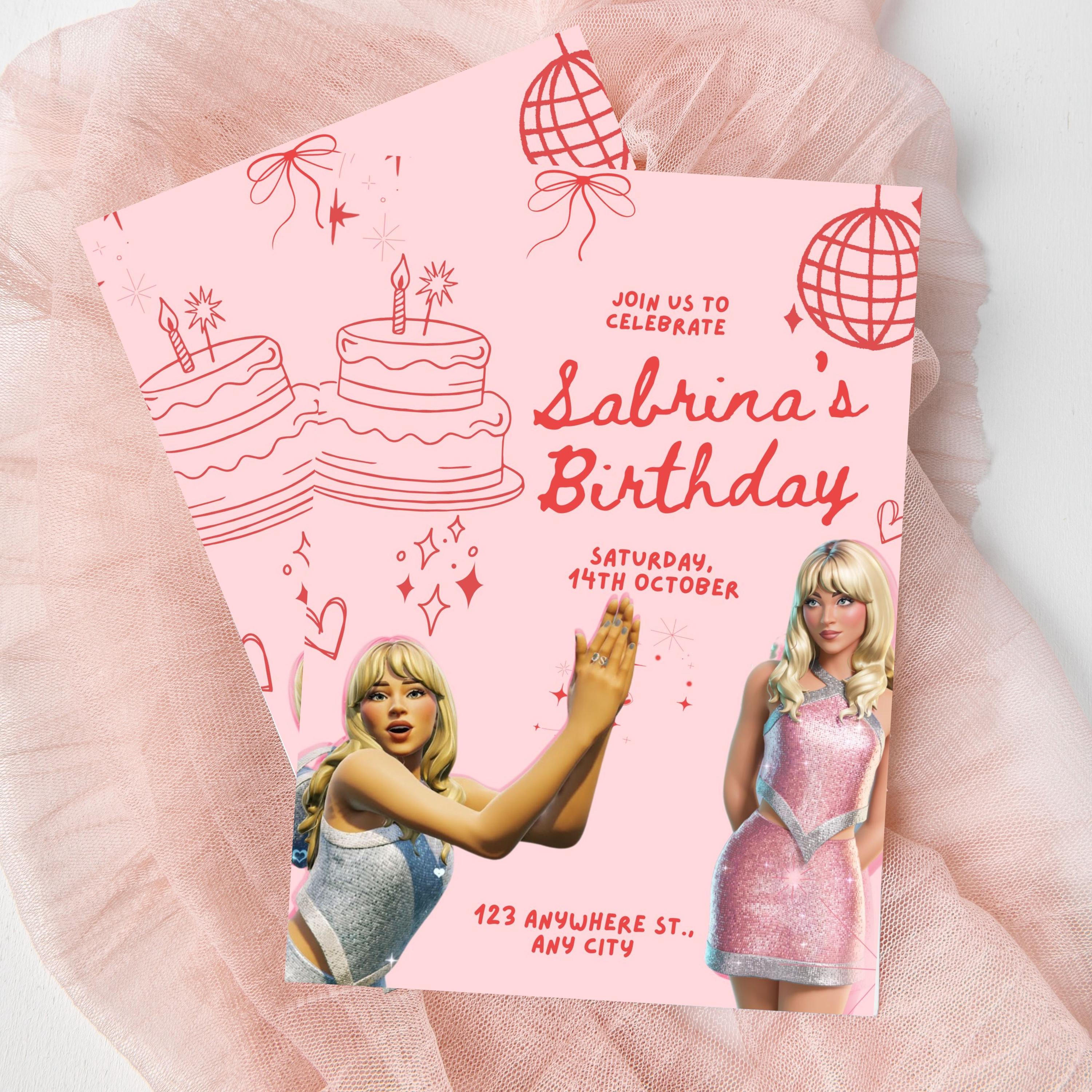 Sabrina Carpenter Birthday Invitation Template, Sabrina Carpenter ...
