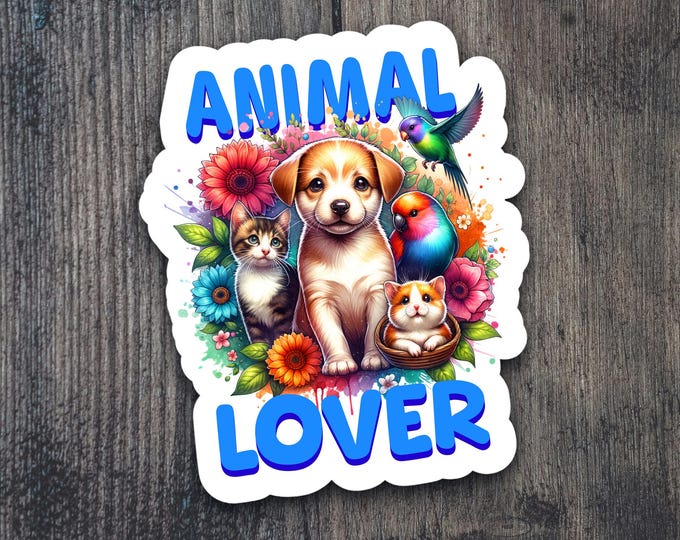 Cute Animal Lover Sticker – Vinyl Decal for Laptop, Water Bottle ...