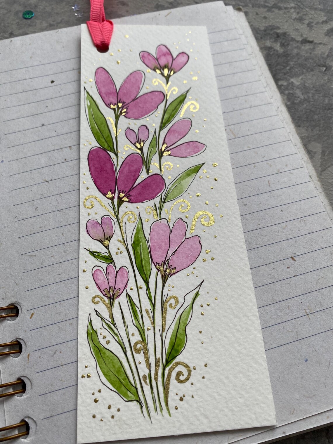 Flowers Watercolor Bookmark - Etsy